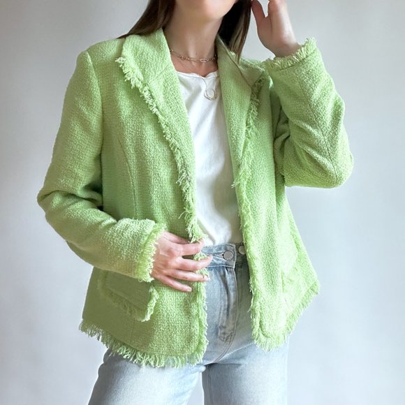 Vintage | Jackets & Coats | Vintage Lime Green Tweed Jacket | Poshmark